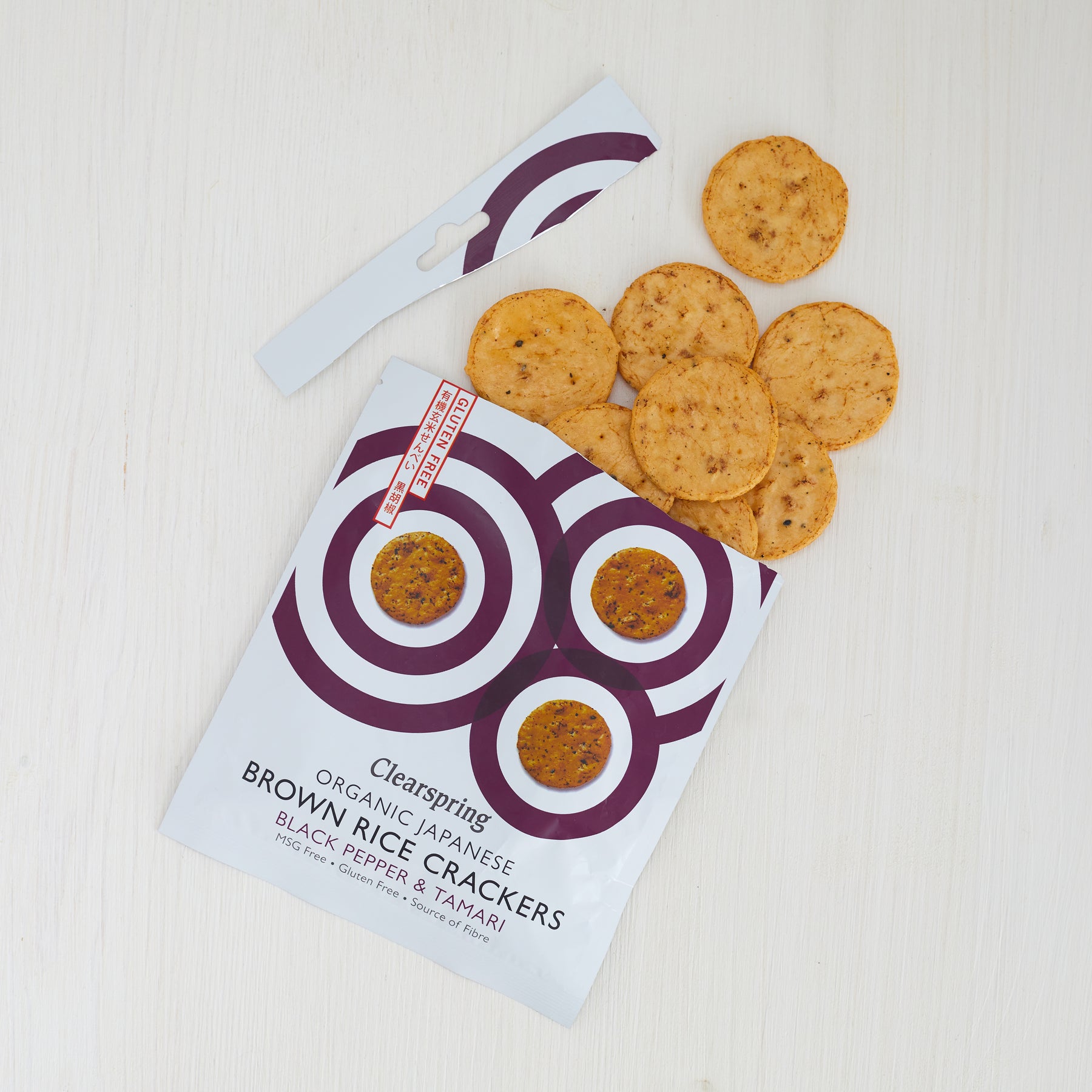 Clearspring Organic Japanese Brown Rice Crackers - Black Pepper & Tamari