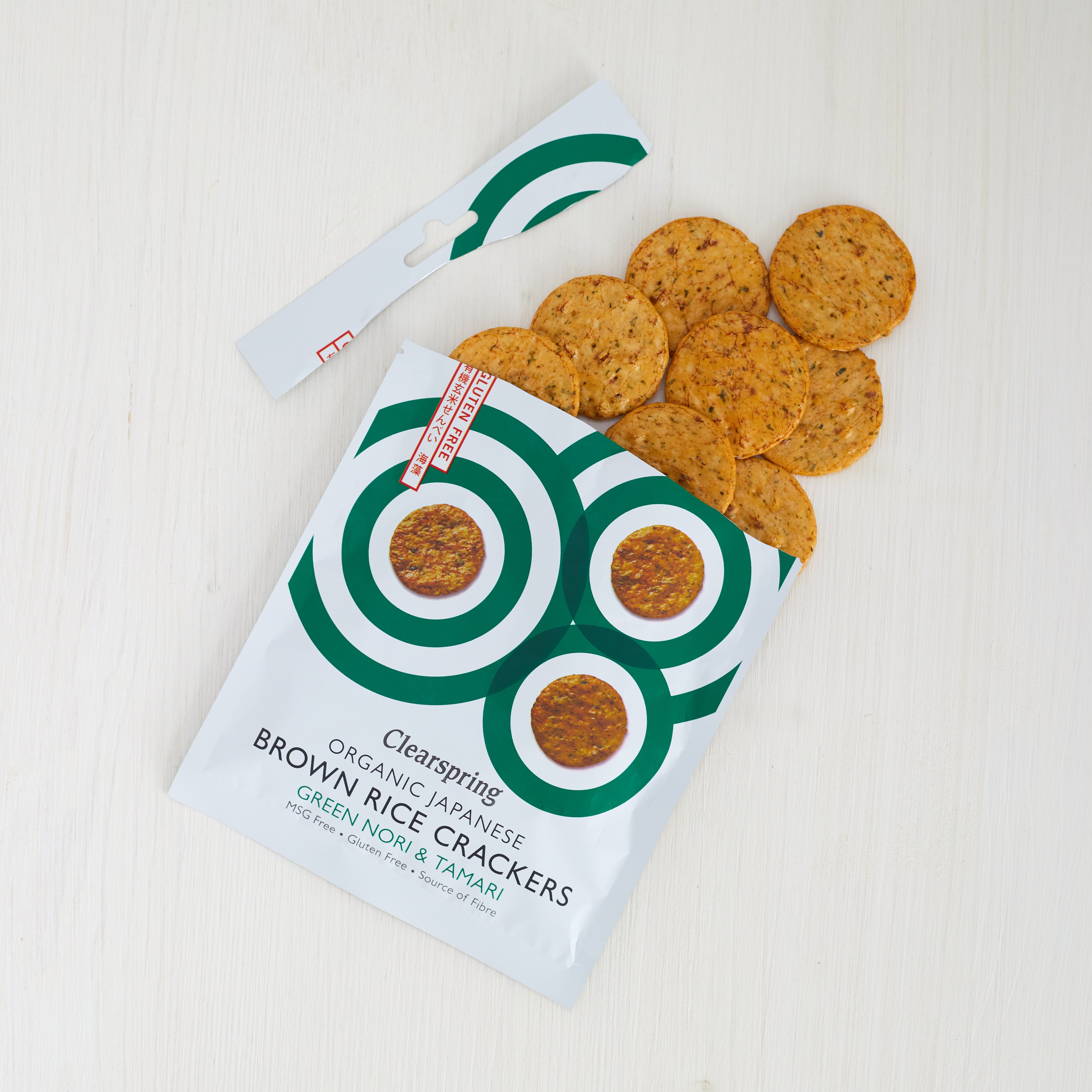 Clearspring Organic Japanese Brown Rice Crackers - Green Nori & Tamari